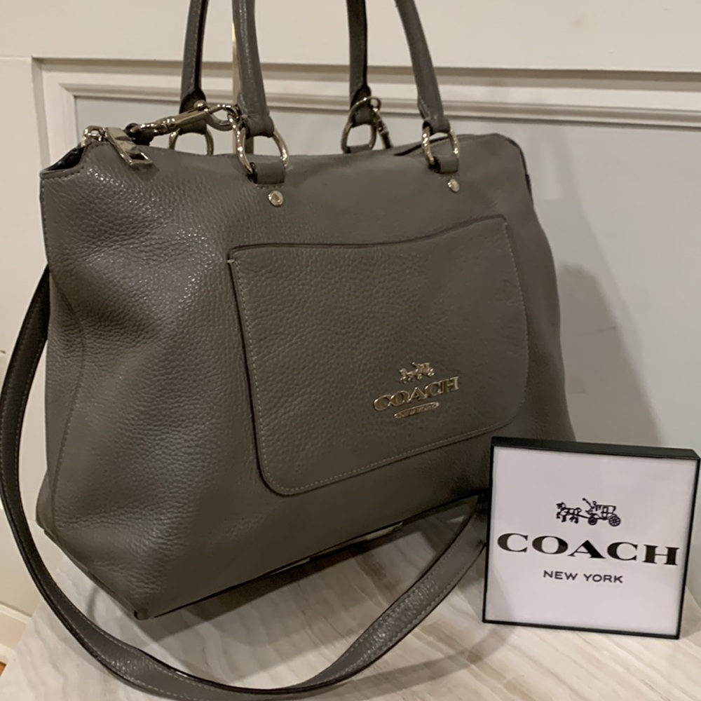 Coach Emma Pebbled Leather Satchel - Gem
